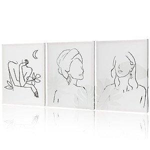 NeuType Minimalist Wall Art, Modern Wall Art 3 Piece Canvas Wall Art, Framed Paintings for Wall Decorations, Abstract Canvas Wall Art for Living Room Bedroom Home Office (12"x16")
