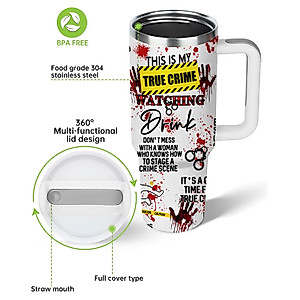 True Crime Gifts - This is My True Crime Watching Drink Tumbler 40 Oz, Crime Junkie Merch Gifts for True Crime Lovers Mug, Crime Scene/Detective Fans Gifts, Crime Show Lover Gifts Halloween Horror Cup