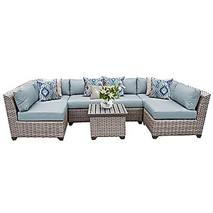 TK Classics FLORENCE-07c-SPA Florence 7 Piece Furniture Set 07c Outdoor Wicker Patio Sofas Loveseats and Sectionals, SPA