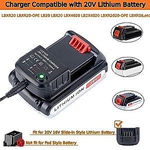 Swidan Battery Charger Compatible with Black and Decker 20V 16V MAX Lithium Ion Battery LBXR20 LBXR20-OPE LB20 LBX20 LBX4020 LB2X4020 LBXR2020-OPE LBXR16