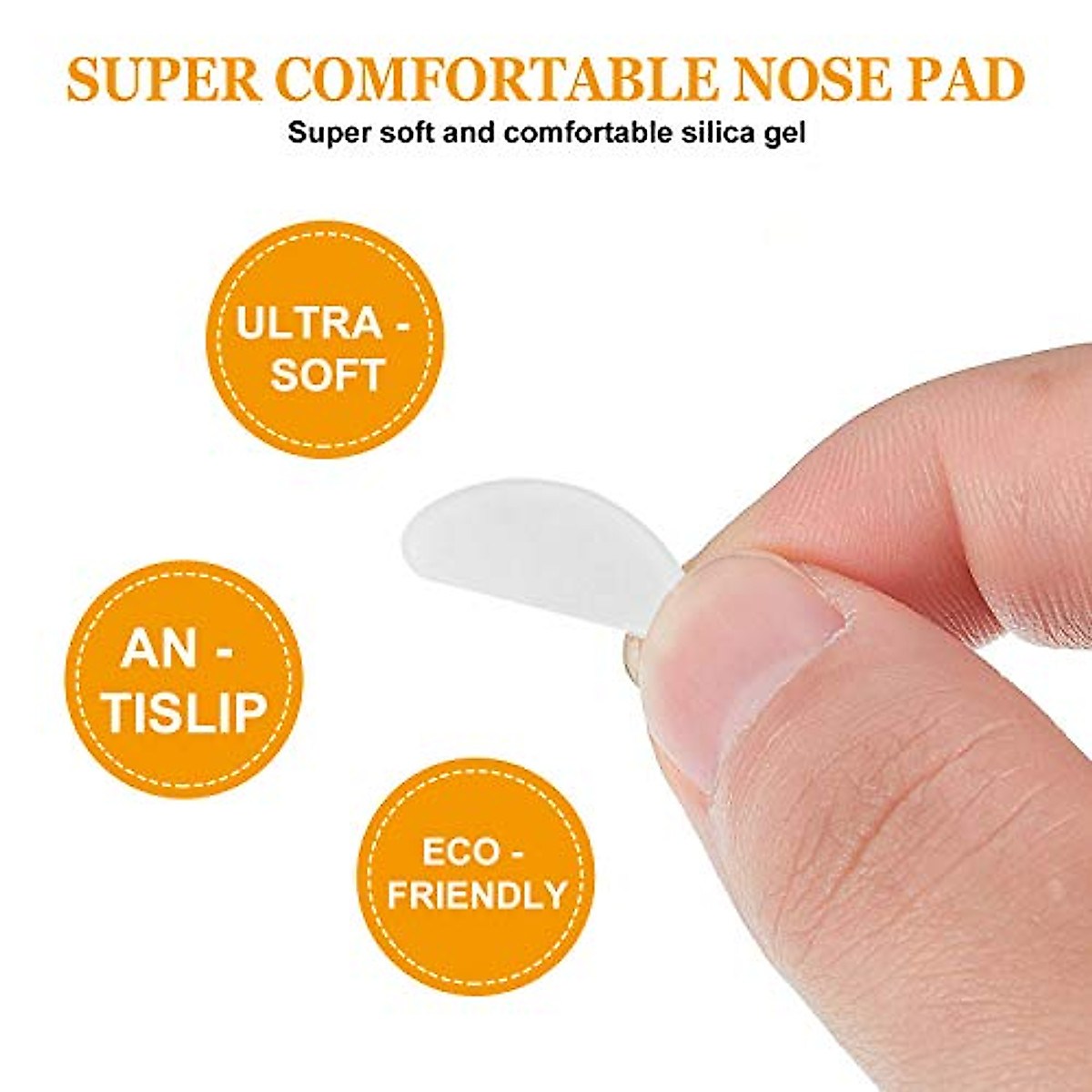 40 Pairs Eyeglass Nose Pads Silicone Soft Seft Adhesive Thin Anti-Slip Nosepads for Eyeglasses Glasses Sunglasses (Clear 1mm)