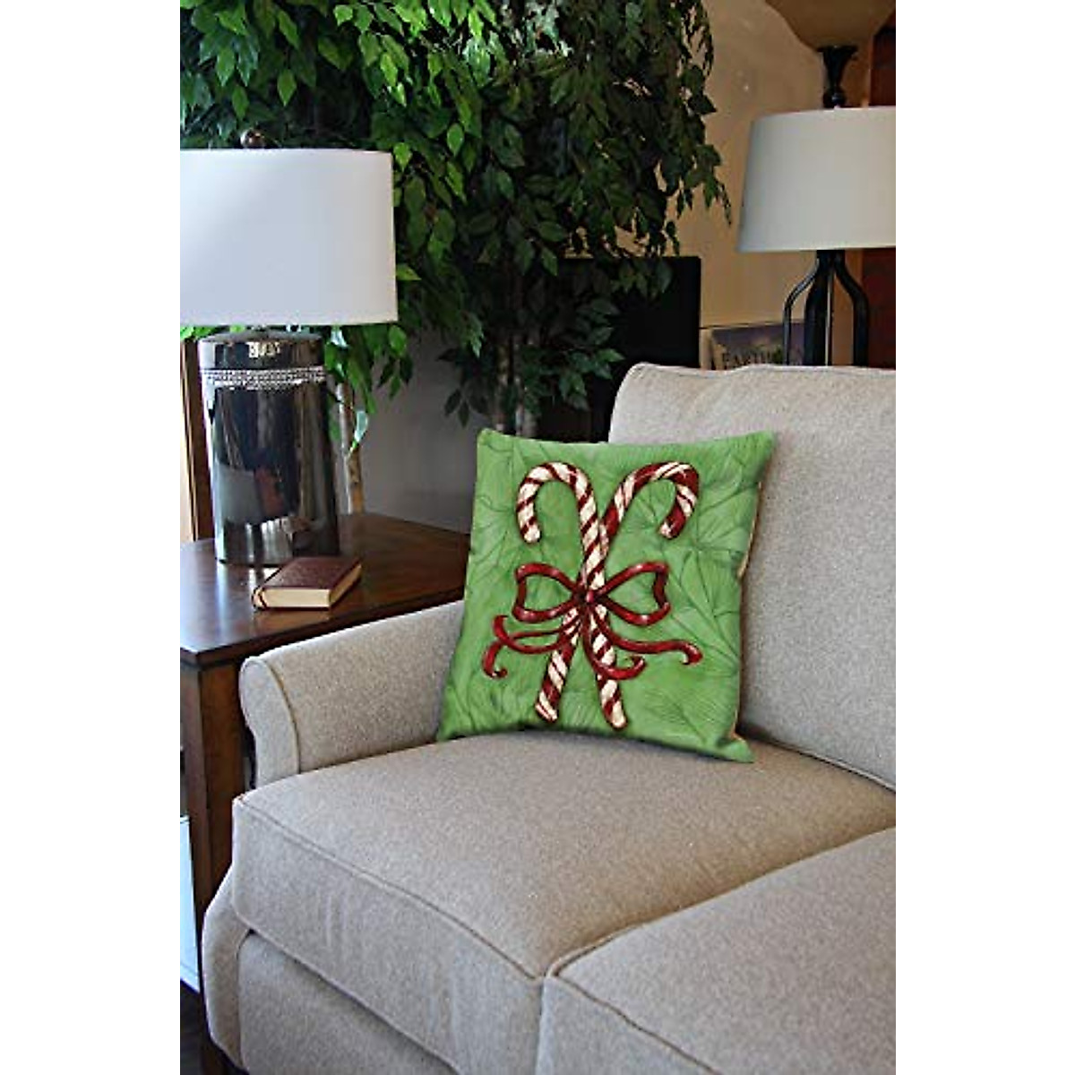 Toland Home Garden Candy Cane Welcome 18 x 18 Inch Indoor, Pillow, Case (2-Pack)