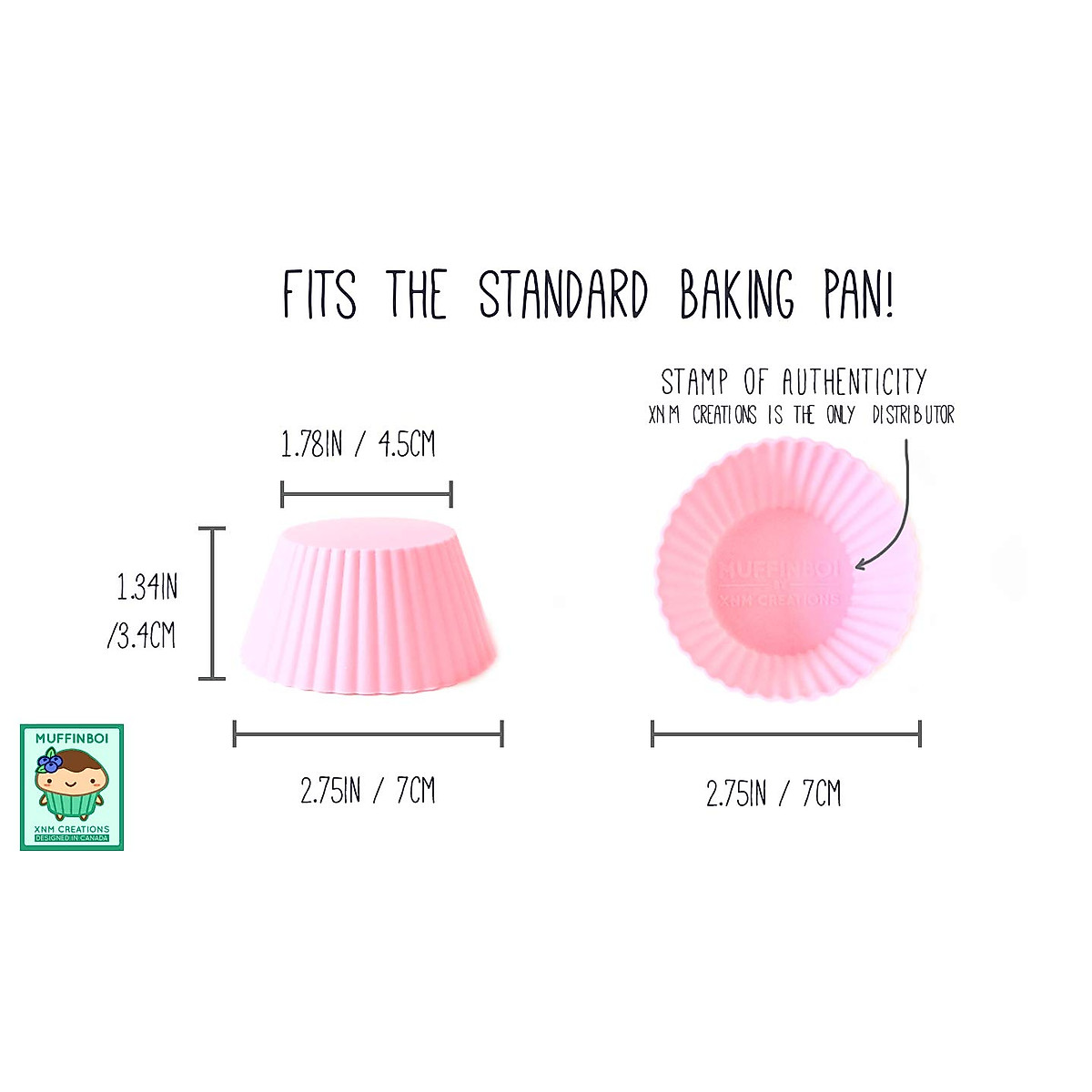 Muffinboi by XNM Creations, Premium Grade Silicone Cupcake and Muffin Liner Molds Baking Cups (Pastel), Pack of 24