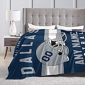 SEAGGS Custom Football City Blanket Personalized Decor Fans Throw Blanket Printed Add Any Name & Number Gift for Men Women Youth, 50''L x 40''W