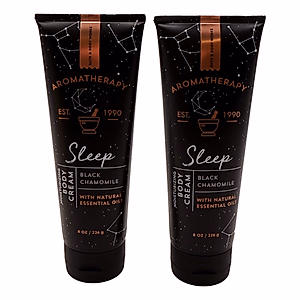 Bath and Body Works 2 Pack Aromatherapy Sleep Black Chamomile Body Cream. 8 Oz