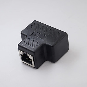 LYMGS RJ45 Ethernet Cable Splitter Network Adapter, 1 Female to 2 Female LAN Ethernet LAN Network Extension Splitter Cable, Black 1 Pack