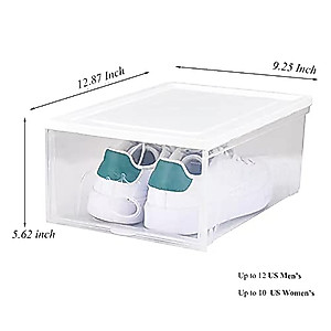 Yagizaai Bayou Shoe Boxes Clear Plastic Stackable, 8 PCS Heavy Duty Shoe Boxes, Clear Shoe Boxes with Lids Stackable, Easy to Assemble for Size Up to 10