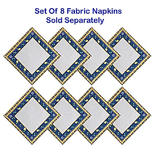 Home Bargains Plus Provence Blue Lemon Mediterranean Garden Country French Fabric Tablecloth, Indoor Outdoor, Stain and Water Resistant, Wrinkle Free Tablecloth, 60” x 144” Oblong/Rectangle