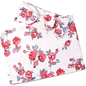 UDERUI Newborn Swaddle Blanket, Baby Receiving Blanket Wrap with Headband for 0-3 Month Baby Girl and Boy, One Size (Red Floral)