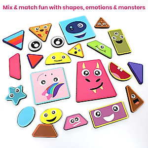 ButterflyEdufields 100+ Magnetic Puzzles for Kids 3 4 5 Years Old | Mix & Match Fun Shapes & Emoticons 100+ Play Challenges | Creative Birthday Gift for Kids