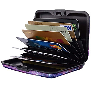 Coco Rossi Mini Credit Card Holder for Women,RFID Blocking Slim Hard Card Case ID Case Travel Wallet Nebula