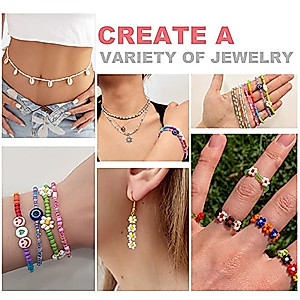 Redtwo 8000pcs 3mm Glass Seed Beads for Bracelet Making Kit, Small Beads Friendship Jewelry Making Kit, Tiny Waist Beads Kit with Letter Beads and Elastic String, DIY Art Craft Girls Gifts