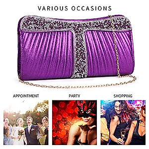 GESU Womens Clutch Purse Rhinestone Evening Bag Wedding Bridal Prom Purse Formal Party Handbag. (Purple)