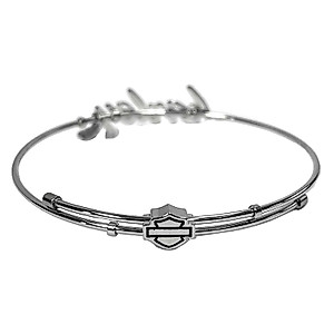 Harley-Davidson Women's Cursive Harley Bangle Bracelet, Stainless Steel HSB0133