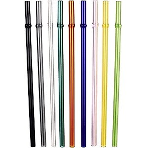 Reusable Glass Straws Colored Borosilicate Glass Straight Tubes Food Grade Heat Resistant Straws Suitable for Hot and Cold Drinks Such As Beverages Milkshakes Smoothies Wine Etc,Black