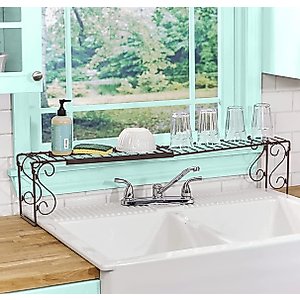 Kovot Expandable Over The Sink Shelf Extends in length from 24.5" to 40.75" | Add additional storage for soaps, cleansers, sponges and more 8.5" H x 5.75" D (Bronze)