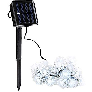 AMZSTAR 30LED Rose Flower Solar Strings Lights, Waterproof Outdoor Lights Solar Fairy Lights 20ft LED Flower Lights Decoration Lights for Outdoor,Lawn,Wedding,Patio,Party (Pink)