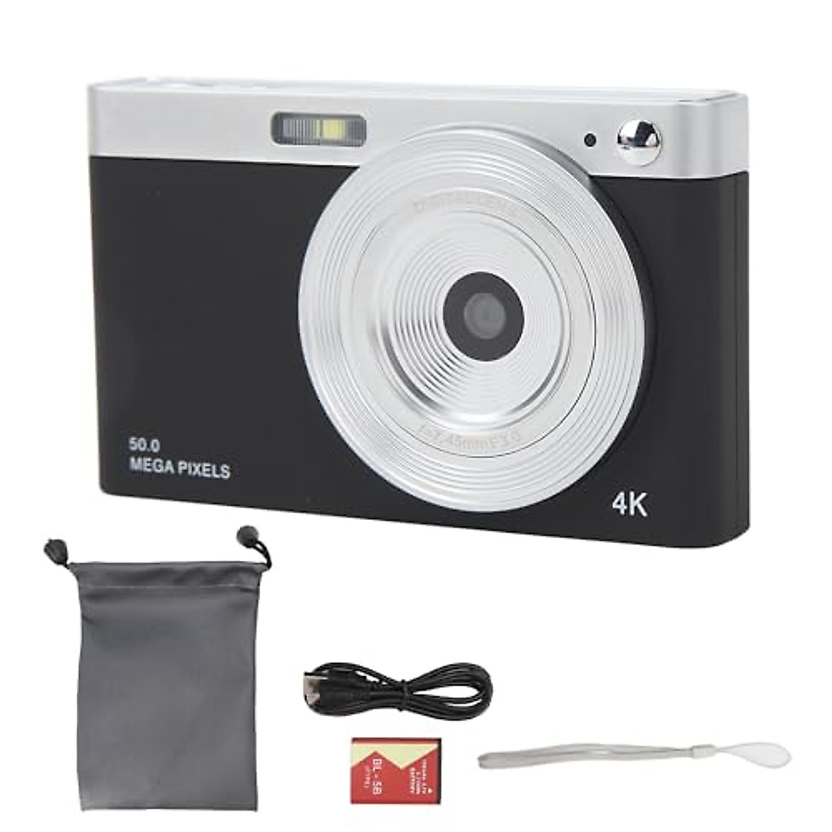 Digital Camera, HD Digital Camera Built in Fill Light 16X Zoom Antishaking Plastic for Outdoor (Black)