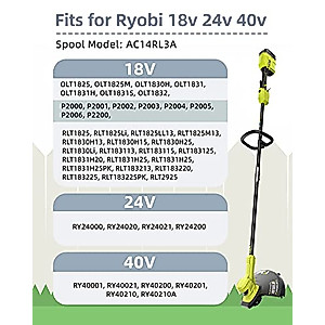 Eventronic String Trimmer Line Compatible with Ryobi One+ AC14RL3A,66 FT/0.065-Inch Autofeed Spools,Trimmer Spool Compatible with Ryobi Weed Wacker 18V,24V,40V Cordless Trimmers (6Spools+1Cap)