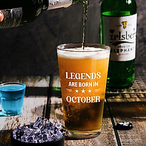 Futtumy Birthday Beer Glass Gifts for Men, Legends are Born in October Beer Glass, Funny October Birthday Gift for Men Husband Dad Boyfriend Uncle Son Coworker Boss, 40th 50th 60th Birthday Gifts Idea
