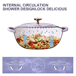 M-COOKER 4.5 Quart Dutch Oven Pot with Lid: Versatile Cast Iron Enamel Dutch Oven for Sourdough Bread Baking or Frying, Roasting, and Simmering(Purple), 13.7Lx10.2Wx6H