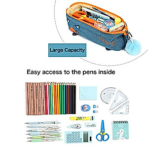 Cute Pencil Pouch Pencil Box Slim, Kid Girls Boys Gilter Teens Kindergarten Elementary Preschool Zipper Pencil Box for School