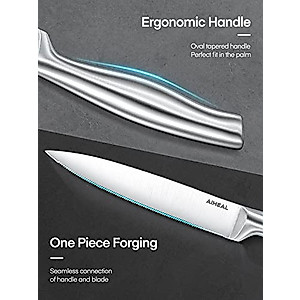 Aiheal Serrated Steak Knife Set, Stainless Steel Steak Knives Set of 8, Never Needs Sharpening Dinner Knives, Micro Serrated Steak Knives with Gift Box