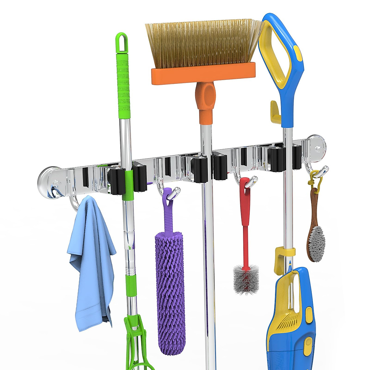 3-H Magnetic Broom Holder Wall Mounted 1 Pack, Strong Magnetic Broom Hooks, Heavy Duty Magnet Broom Organizer Wall Mounted,Anti-slip Utility Storage Tools Rack for Home Kitchen Workshop Laundry Garage