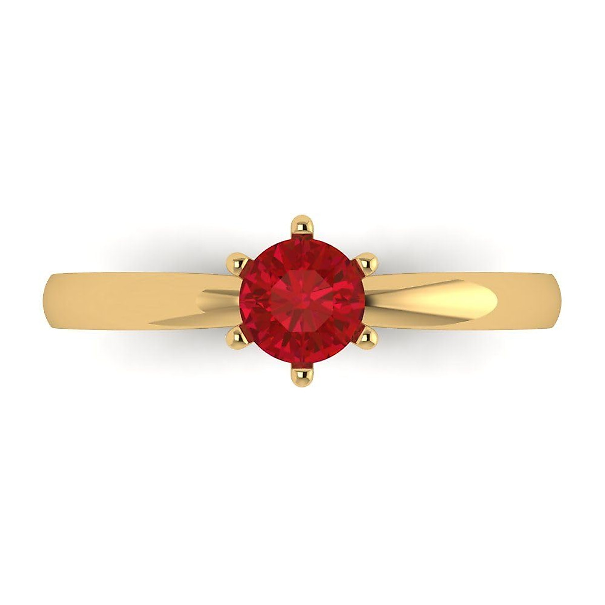 Clara Pucci 0.55 ct Round Cut Solitaire Genuine Pink Tourmaline Stunning Classic Statement Ring in 14k yellow Gold Size 6