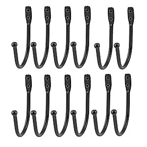 Antrader 12-Pack Metal Wall Door Key Coat Bag Hanger Storage Hook Black