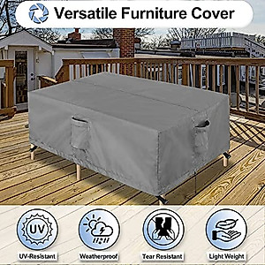 OutdoorLines Outdoor Waterproof Patio Table Furniture Set Covers - Rectangle Couch Sectional Cover Outside Weatherproof Patio Furniture Covering for Deck, Lawn and Backyard 126"L x 63"W x 28"H, Gray