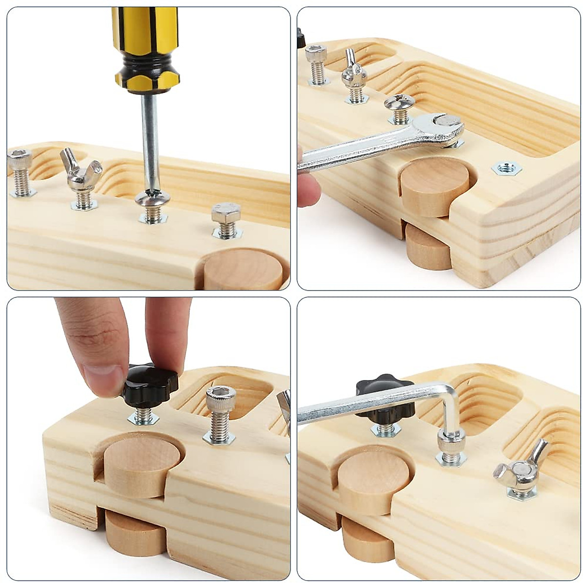 YGORTECH Montessori Wooden Screw Driver Board for Kids, Montessori Toys for 3 Year Old, Basic Skills Educational Sensory Learning Toy for Kids Toddlers Preschool.