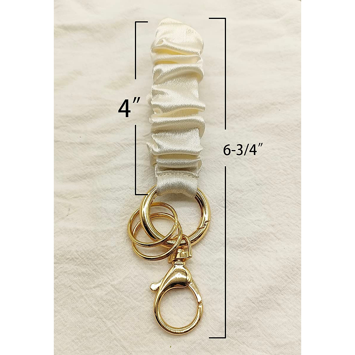 Junyuerly Wrist Strap Key Chain Elastic Scrunchie Bracelet Multifunctional Key Ring for Women (Style A -white)