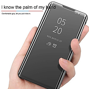 Tangyongjiao Mobile Phone case,Cell Phone Cover case for Oppo Reno2 Z / Reno2 F Plated Mirror Horizontal Flip Leather Case with Holder (Color : Black)