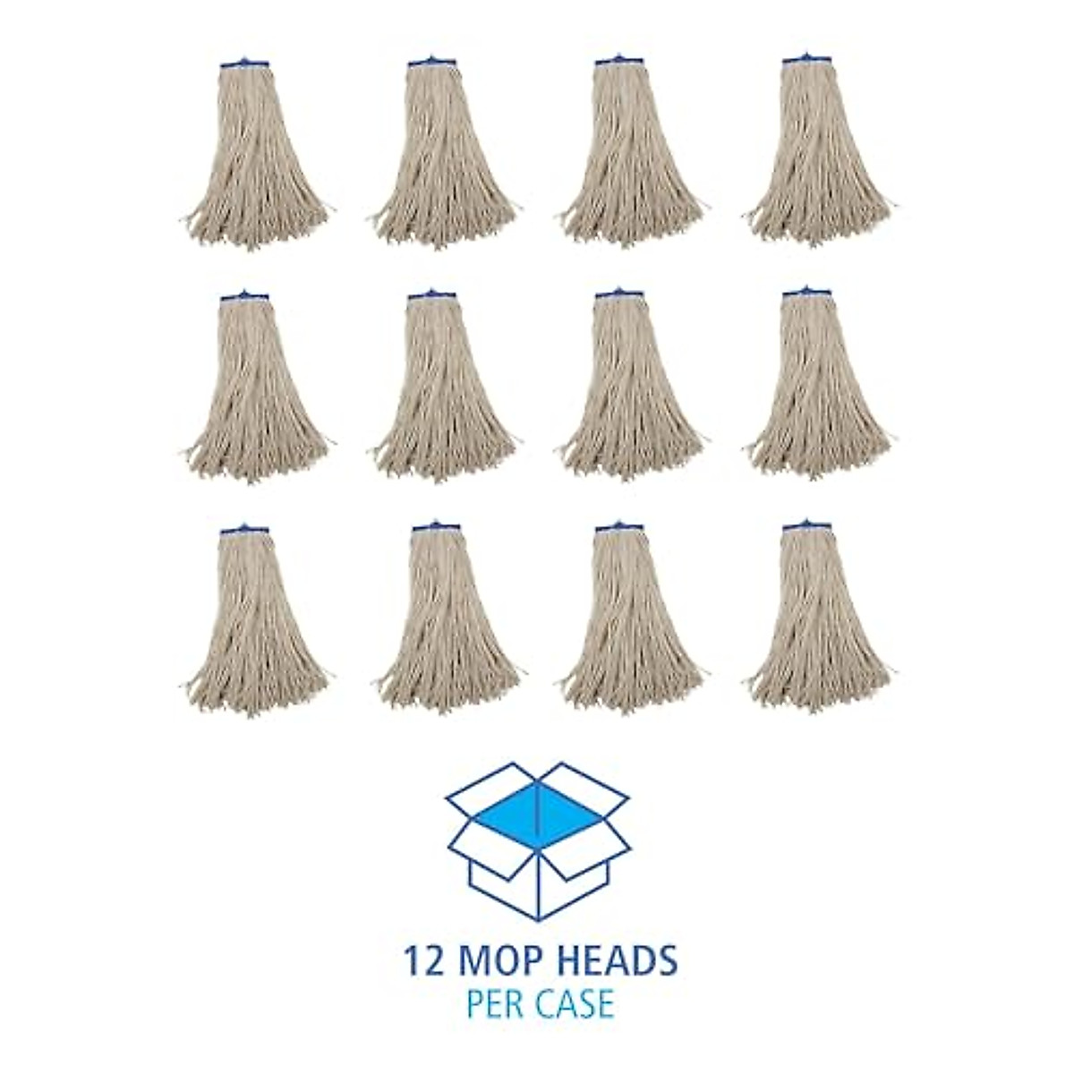 Boardwalk BWK720C 20 oz. Economical Lie-Flat Cotton Fiber Mop Head - White (12/Carton)