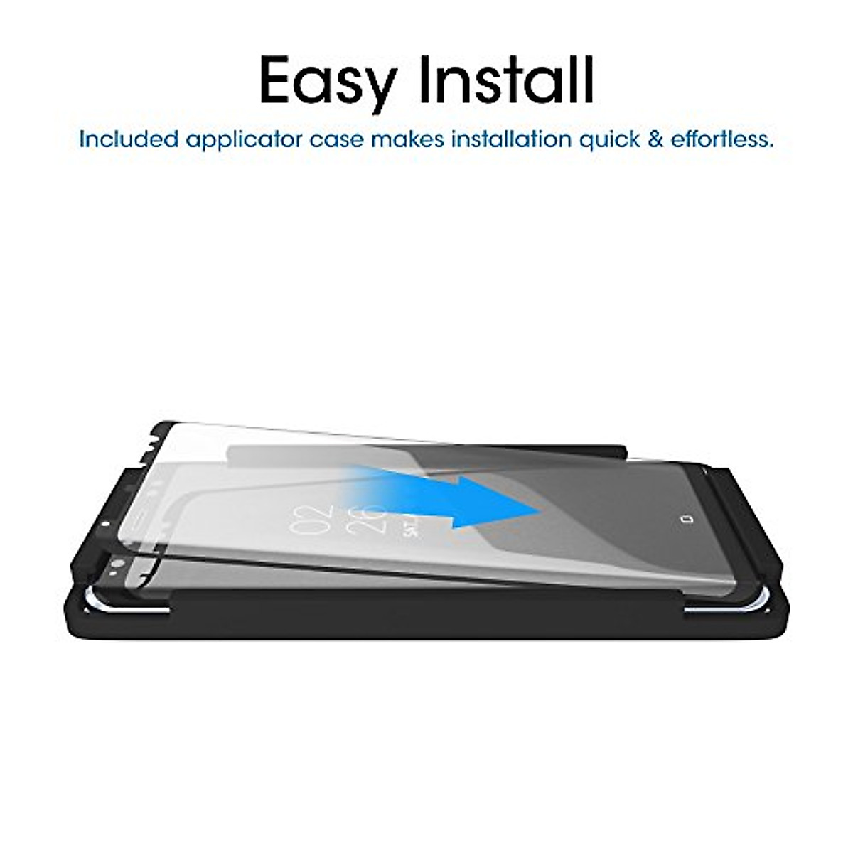 amFilm Glass Screen Protector for Samsung Galaxy S8, 3D Curved Tempered Glass, Dot Matrix with Easy Installation Tray, Case Friendly (Black)