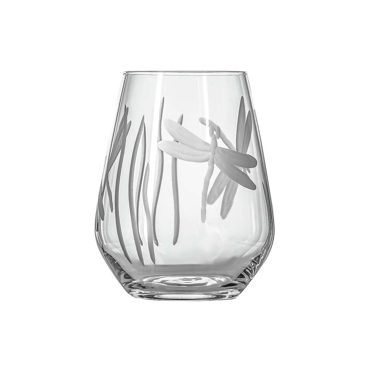 Rolf Glass Dragonfly Stemless Wine Glass 18oz - Tumbler Wine Glasses Set of 2 – Made in the USA - Etched Stemless Wine Glasses -(Set of 2)