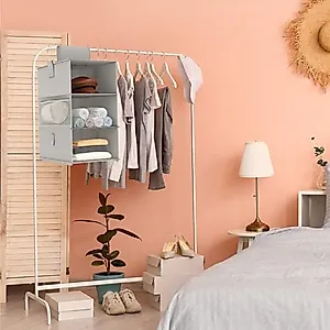 Fixwal 2 Pack 3-Shelf Hanging Closet Organizer 6-Shelf Separable Hanging Shelves Collapsible Hanging Storage Shelf for Bedroom College Dorm Pantry Camper RV, Gray