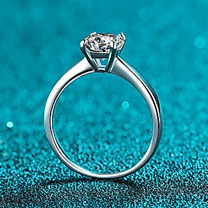 StarGems 0.5ct Moissanite 925 Silver Platinum Plated Classical Four Prong Ring B4507-0.5ct-6.5