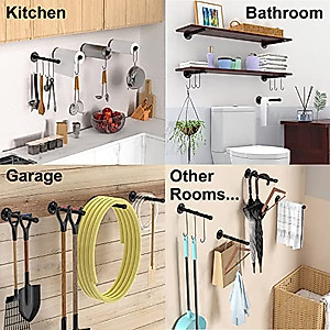 Industrial Pipe Clothes Rack for Hanging Clothes Coats Laundry Room Organizer Storage Hanger Shelf Space Saving, Long Handle Broom and Dustpan Set