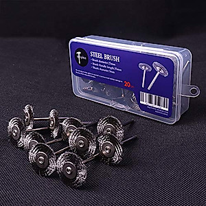 ATOPLEE Wire Wheel Brush Set,20pcs 1 Inch Mini Wire Wheel with 1/8 Inch Round Shank,Crimped Wire Brush Wheel for Rust Removal, Corrosion and Scrub Surfaces,for Drill Attachment