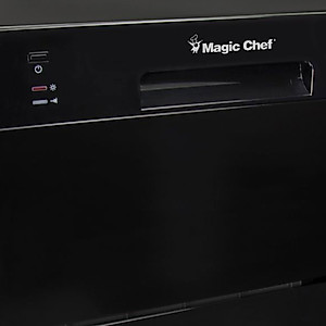 Magic Chef Countertop Standard Portable Dishwasher with Electronic Controls and Organized Interior for Kitchen Small Appliances, Black