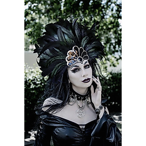 JEGERMIG Black Feather Sequin Headwear Carnival Headpiece Showgirl Cosplay Accessories for Women