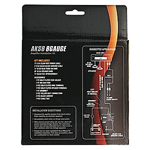 Sound Storm Laboratories AKS8 8 Gauge Car Audio Amplifier Amp Complete Kit Wiring Installation with Install Wire Cables and RCA Interconnect