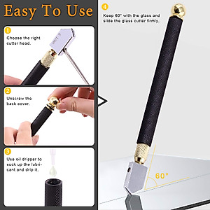 Rustark 3Pcs Premium Glass Running Breaking Pliers and Class Cutter Kit, Heavy Duty Glass Cutting Tool with Rubber Tip, Work Great for Stained Glass, Mosaics, Fusing, Breaking