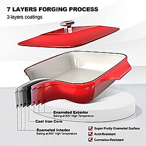 Dutch Oven, imarku 3.5 Quart Braiser Pan Nonstick Heavy Duty Enameled Cast Iron Dutch Oven Pot, Oven Safe Up To 550°F, Enamel Coating, Nonstick Easy to Clean