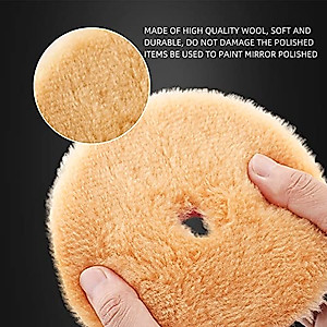 SPTA Wool Polishing Pads, 2Pcs 6 Inch (150mm) Wool Cutting Pad, Yellow Wool Buffing and Polishing Pad Set, Wool Buffing Wheel for Medium Cut for 6 Inch Car Polisher Polishing, Buffing and Cutting