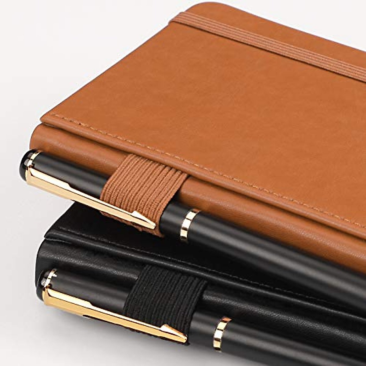 RETTACY Pocket Notebooks,2-Pack Small Notebook Hardcover Mini Journal with 312 Pages,100gsm Thick Lined Paper with Inner Pockets & Page Numbering,3.5" x 5.5"