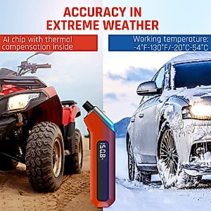 ETENWOLF Digital Tire Pressure Gauge 3-200 PSI, Industrial Tire Gauge Calibrated to ANSI B40.7 Grade 2A(±0.5%), Replaceable AAA Batteries with Presta Valve Adaptor, Dark Cyan