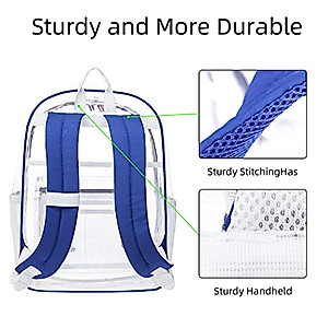 Conworld Clear Backpack, Heavy Duty PVC Transparent Backpack, See Through Backpack for School Work Sports